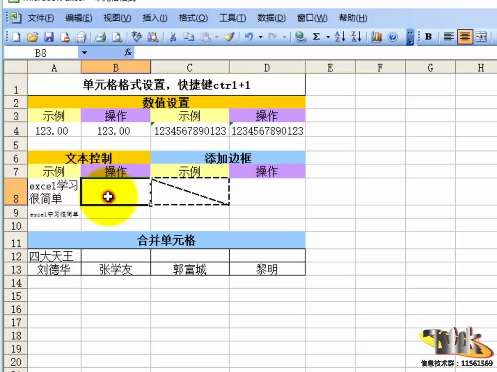 6.excel2003单元格格式设置