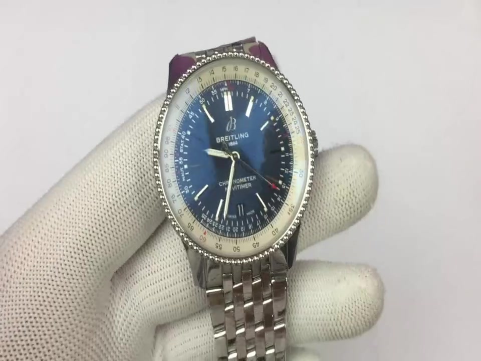 【如何识别假表】具有相当复杂功能可测速可换算的百年灵航空计时1...