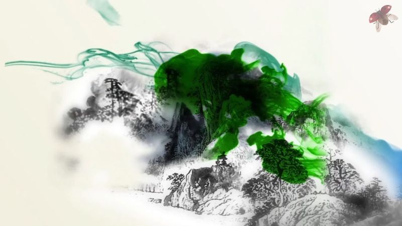 水袖舞舞蹈歌曲中国风水墨山水画古典舞蹈舞台演出节目大屏幕高清...