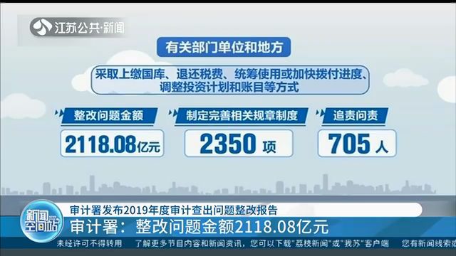 关注!审计署发布2019年度审计查出问题整改报告