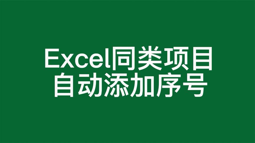 Excel同类项目自动添加序号@西瓜创作研究中心