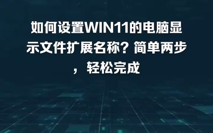 如何设置WIN11的电脑显示文件扩展名称?简单两步,轻松完成