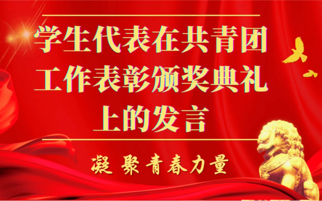 学生代表在共青团工作表彰颁奖典礼上的发言