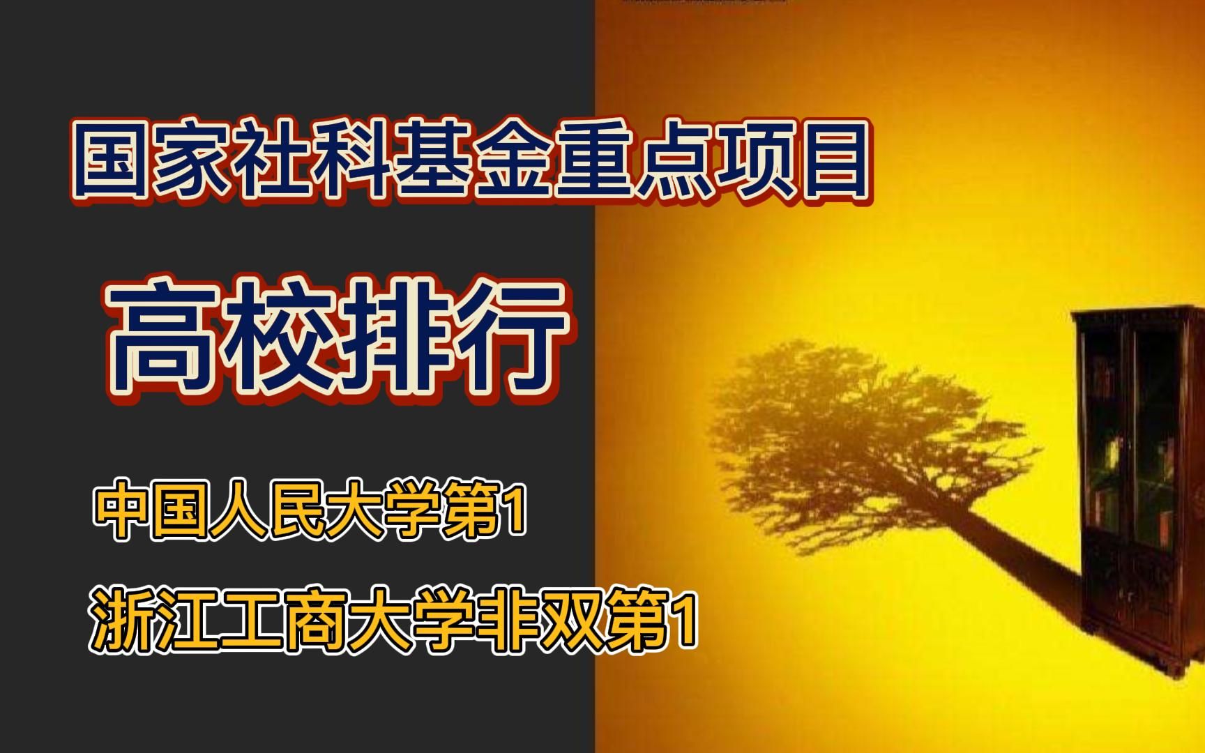 国家社科基金重点项目:中国人大第1,北大仅第4,浙江工商非双第1