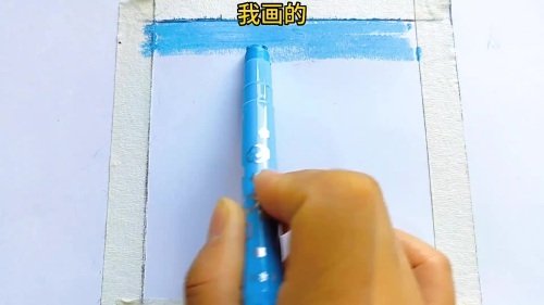 和爸爸比赛画风景画,创意简笔画,油画棒画,儿童画,少儿美术