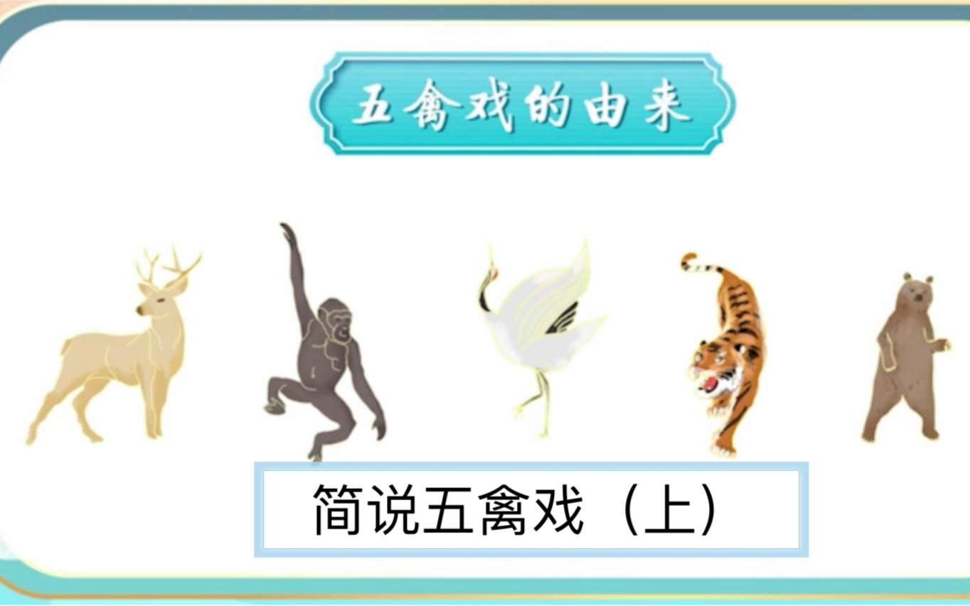 华佗五禽戏由来、五禽戏简述、五禽戏教学、五禽戏口诀