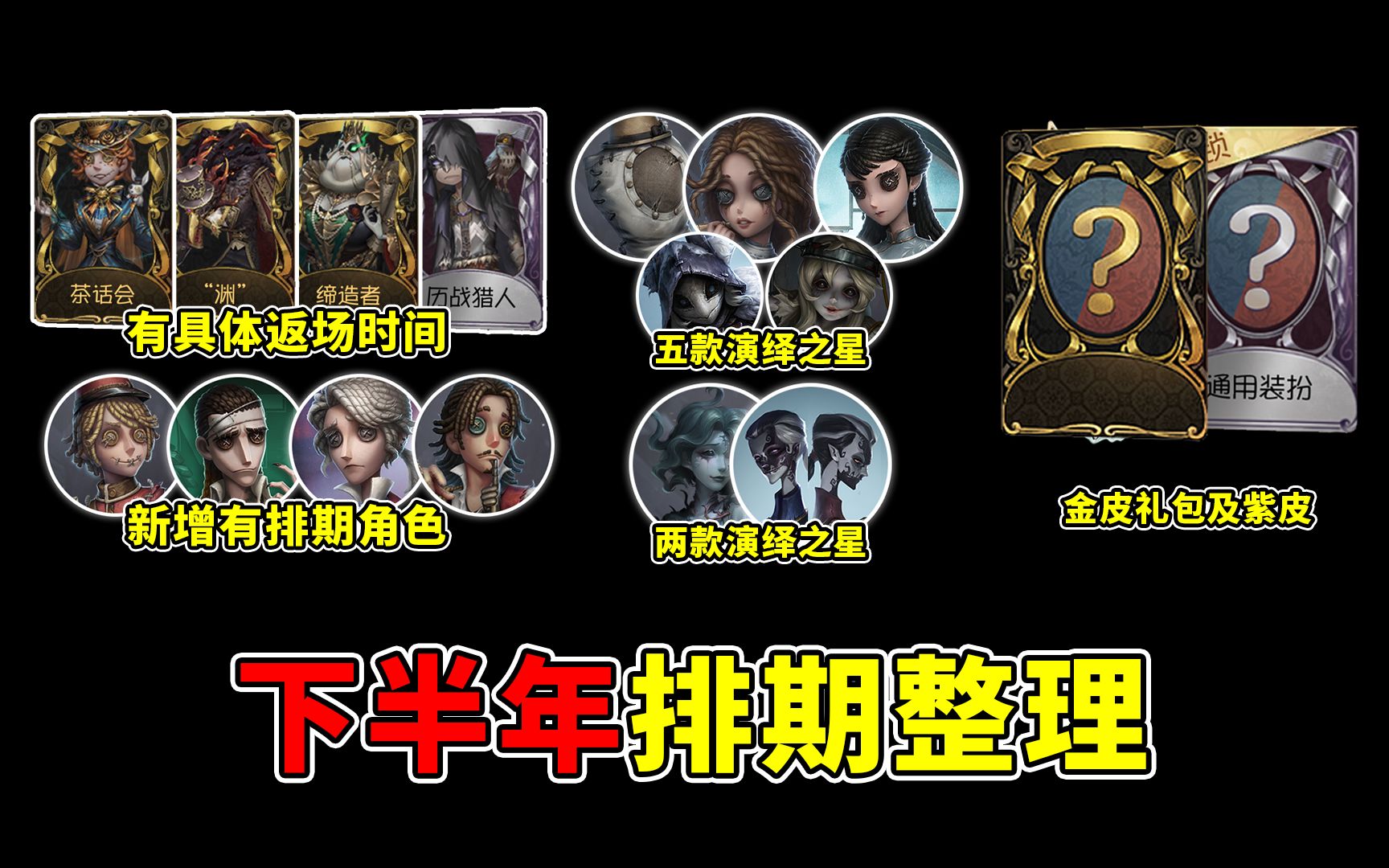 下半年近期卧谈会汇总!时装排期及返场整理!_第五人格