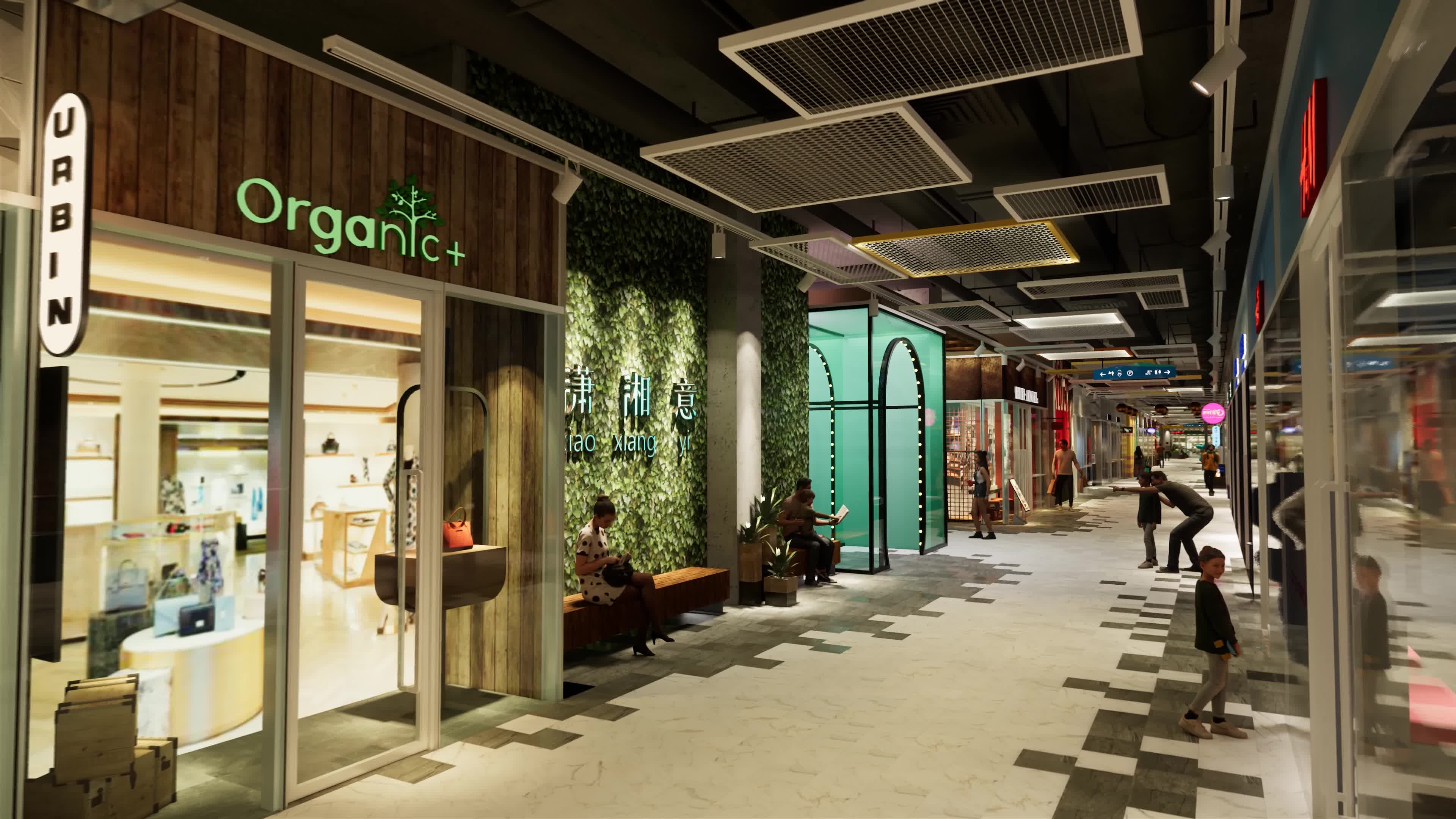 空间印象商业设计 |潇湘意商业文艺中心室内美食街区之摩崖食街