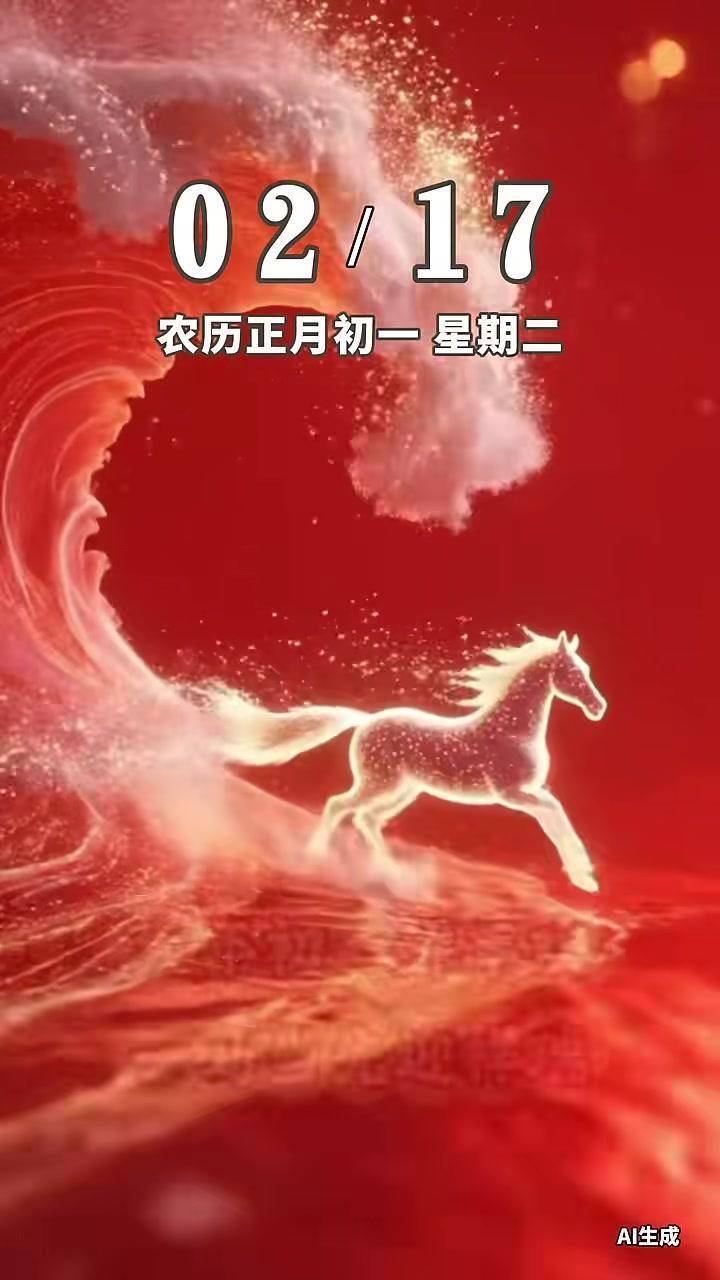 大年初一拜年欢,一马当先迎祥瑞!#早安