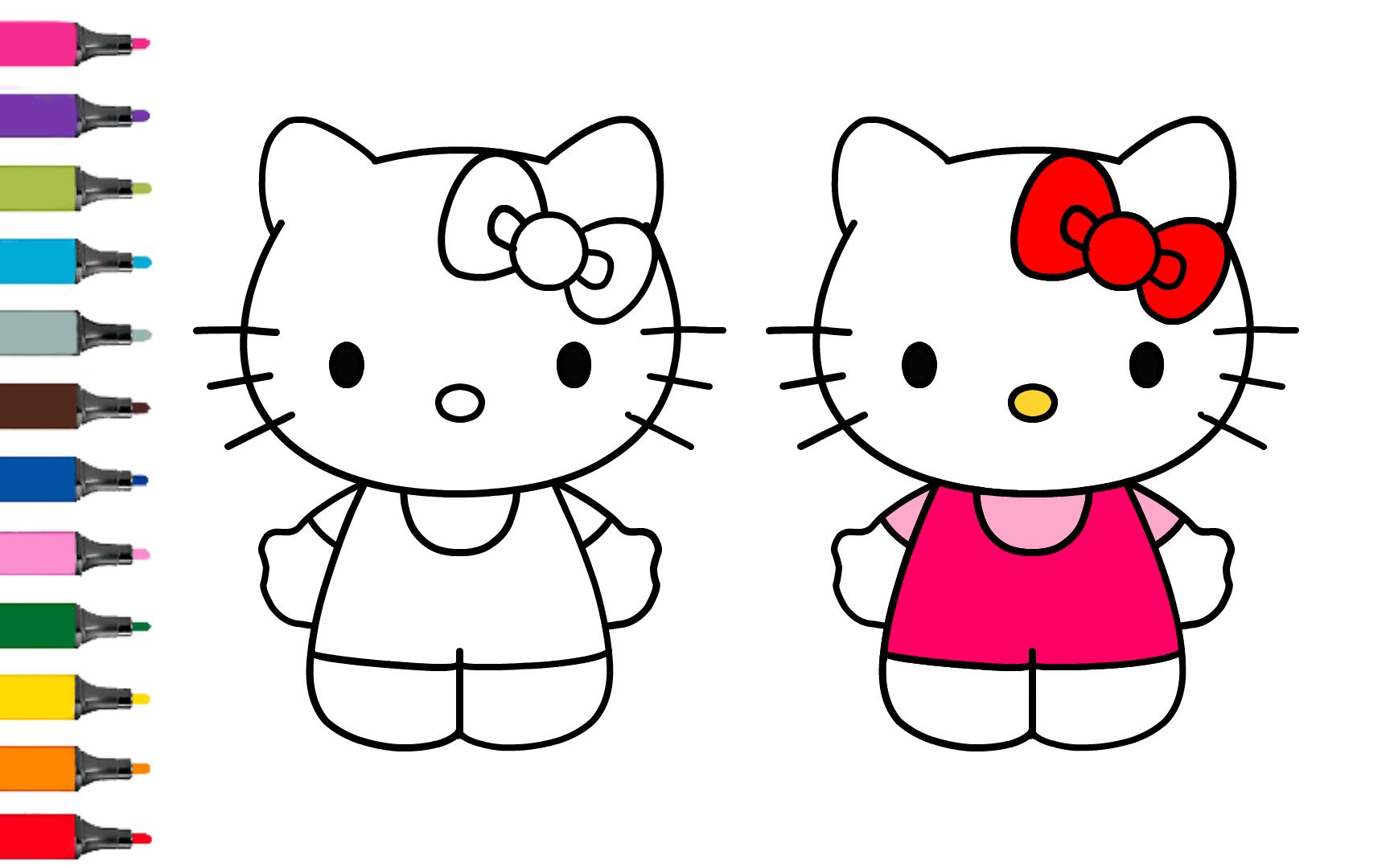 怎样画凯蒂猫绘画儿童简笔画宝宝学画画少儿美术教程小猫Hello Kitty