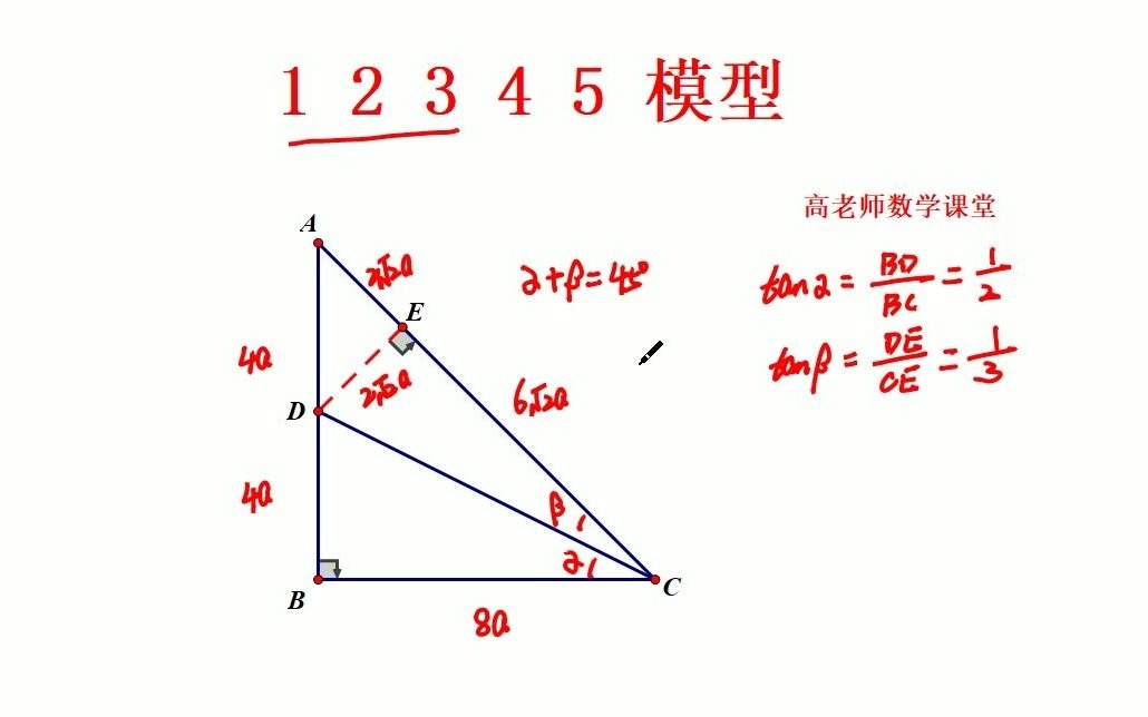 初中数学几何模型:12345模型的基本框架,大家了解下