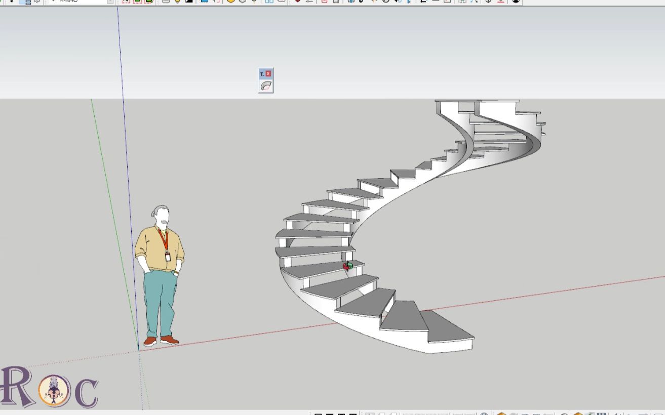 SketchUp制作螺旋楼梯,一个插件加一分钟半就够了