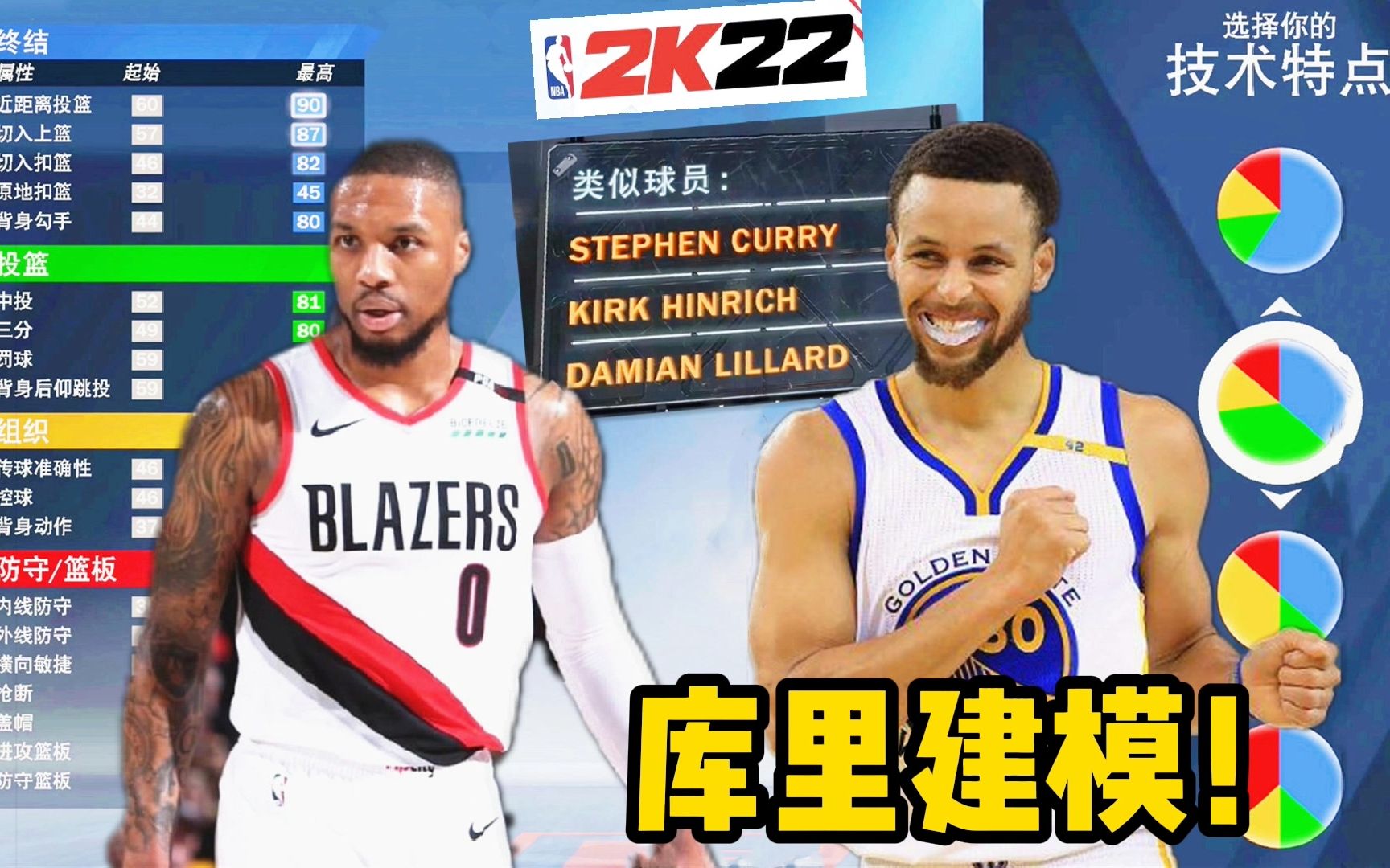 【布鲁】NBA2K22控卫模板:库里建模和利拉德建模!