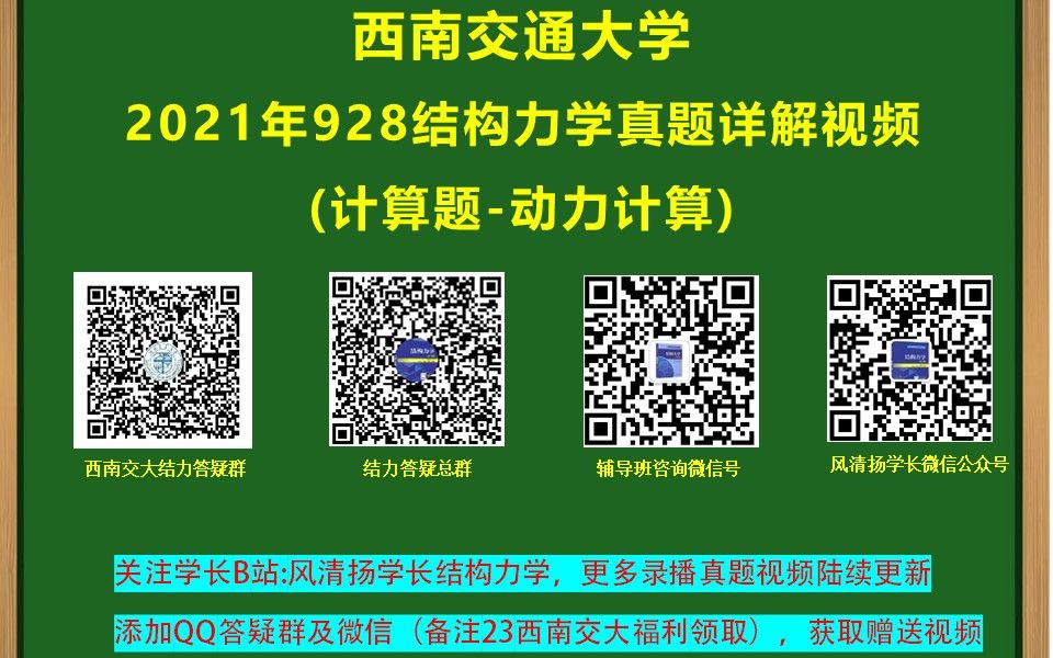 ...-对称性求动位移幅值】2021年西南交通大学928结构力学初试真题...