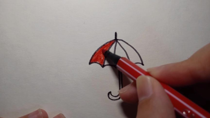 简笔画画一把小雨伞,简单易学,春季雨多出去完记得带雨伞哦