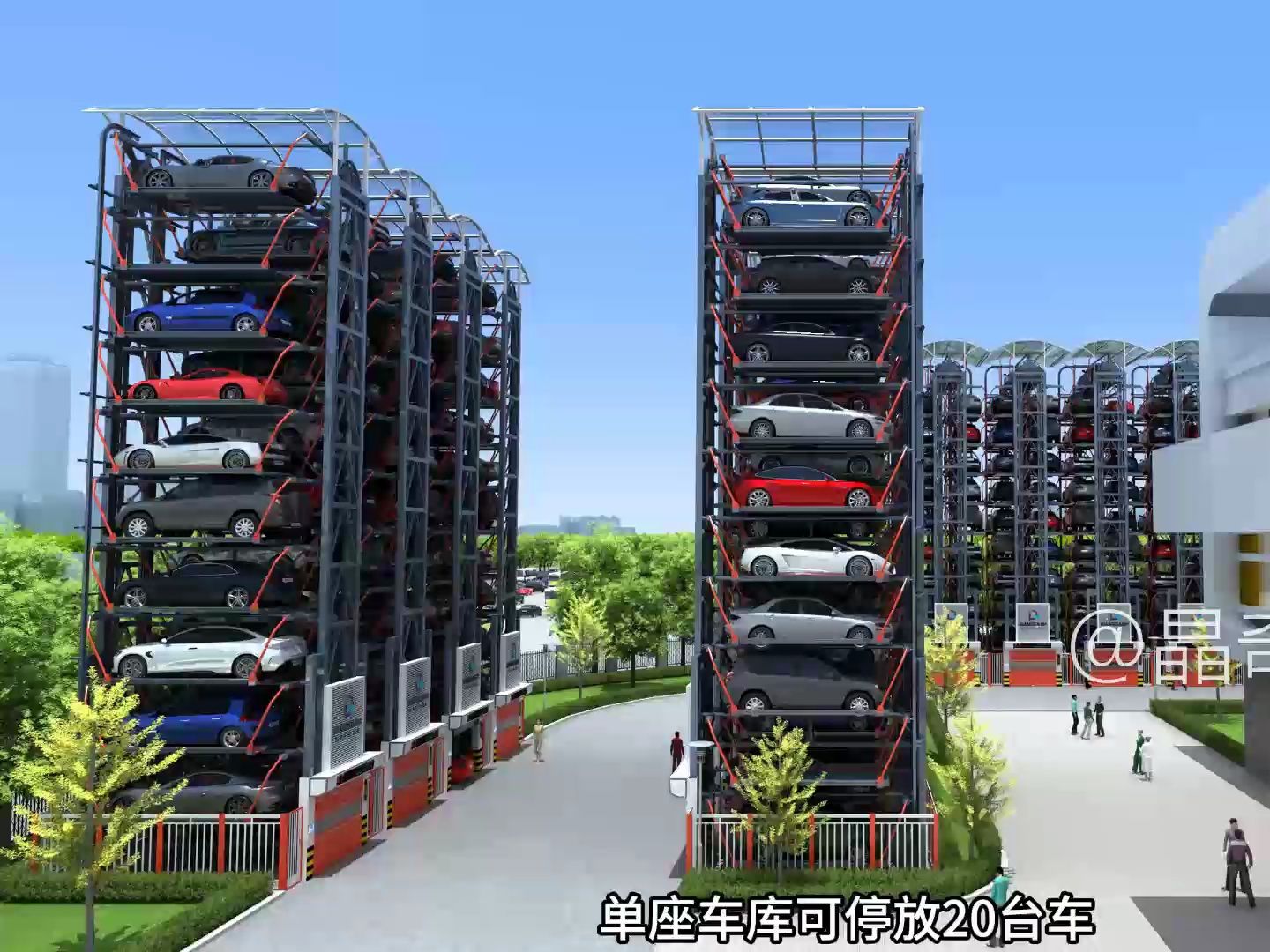 衡水强大11层垂直循环立体车库三维动画