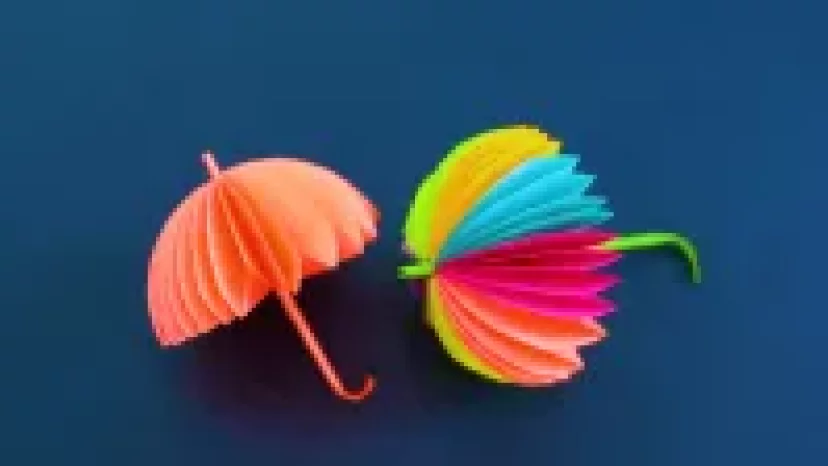 简单折两下就能完成的小雨伞,可以跟孩子一起做的手工,成品漂亮