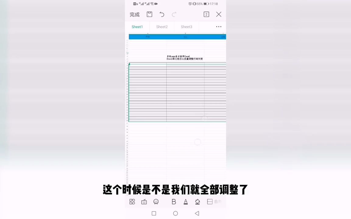 手机办公wps软件,Excel单元格怎么快速批量设置行高列宽 - 抖音
