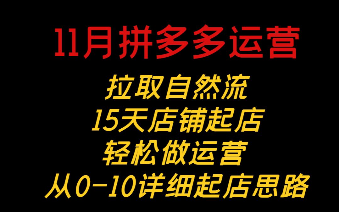 拼多多运营:保姆级店铺运营技巧,全程无废话