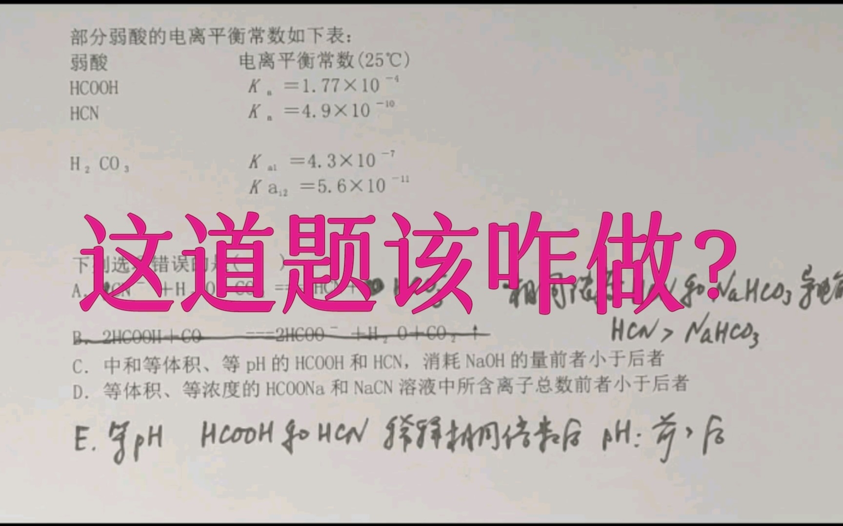 根据电离平衡常数推导离子方程式书写以及中和,稀释离子浓度比较的...