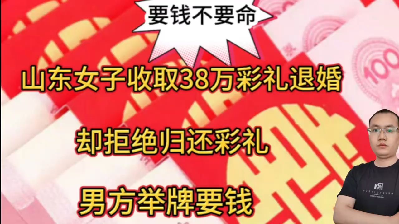 山东女子收取38万彩礼退婚,却拒绝归还彩礼,男方举牌要钱