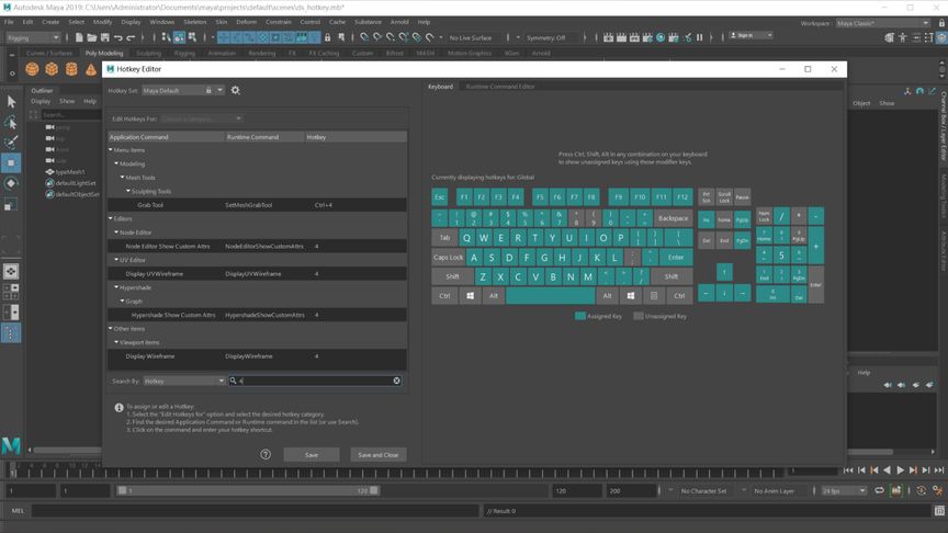 Maya教学:快捷键设置(Hotkey Editor)