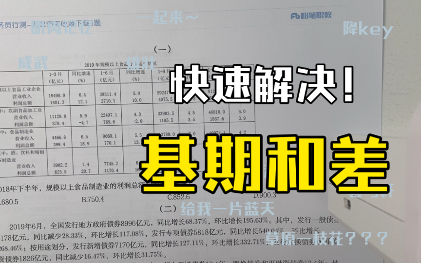 【资料分析】基期和差问题的快速解题思路