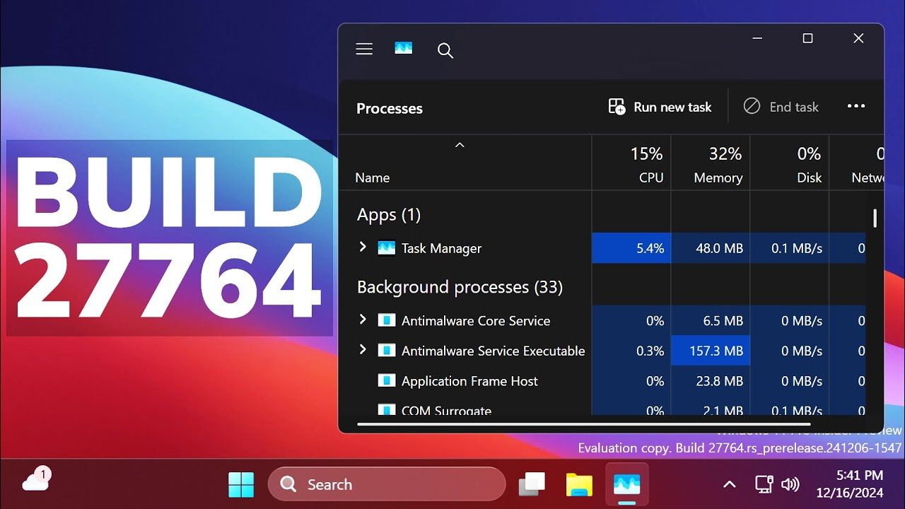 ...27764 – 新的开始菜单功能、新的任务栏电池图标和修复(金丝雀)