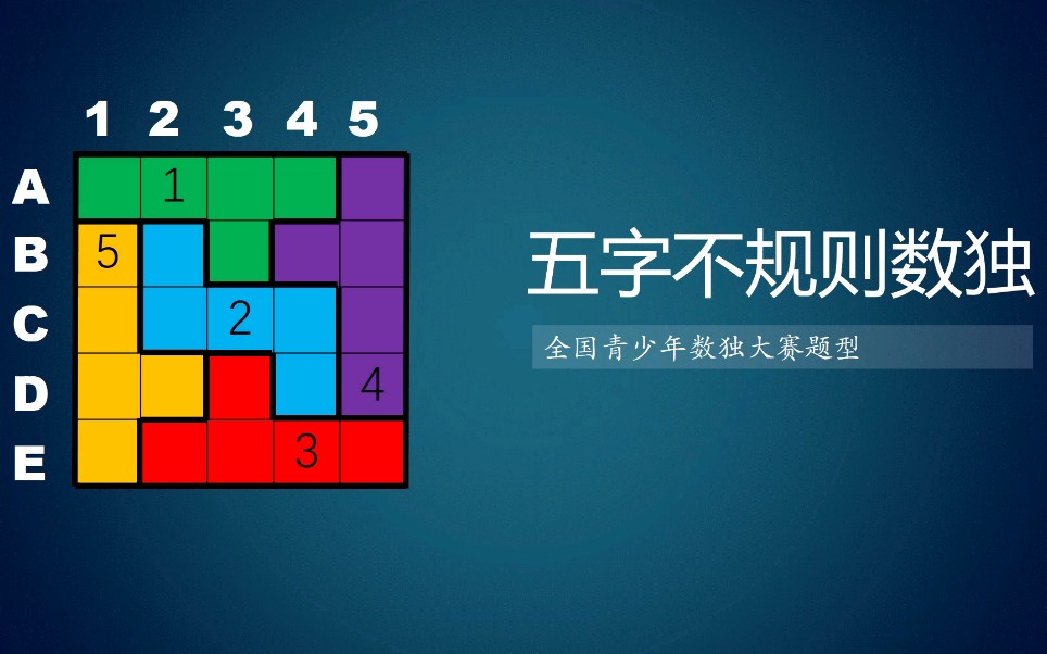 《儿童数独标准讲义》第八章:五字不规则数独的解题方法