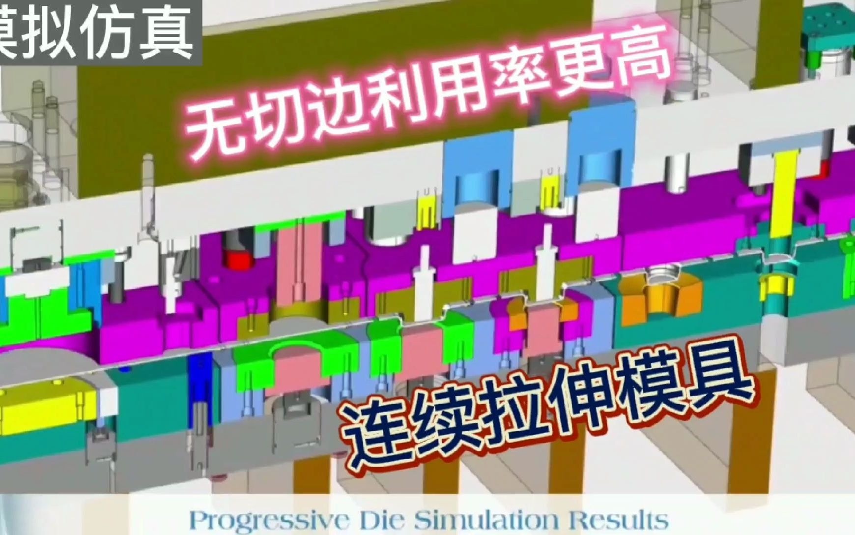 圆筒件连续模多步拉伸设计,结构清晰模具简单实用,省料才是重点
