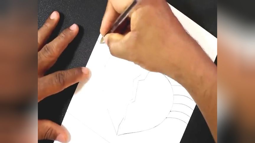 超简单!4分钟学会手绘3D立体画,教你如何画一个立体碎了的心