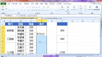 EXCEL中对不等行的合并单元格对应数据快速求和的函数技巧