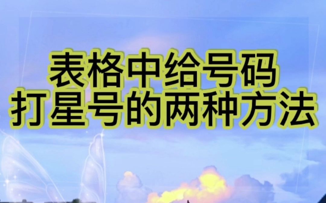 excel表格中给号码打星号的两种方法