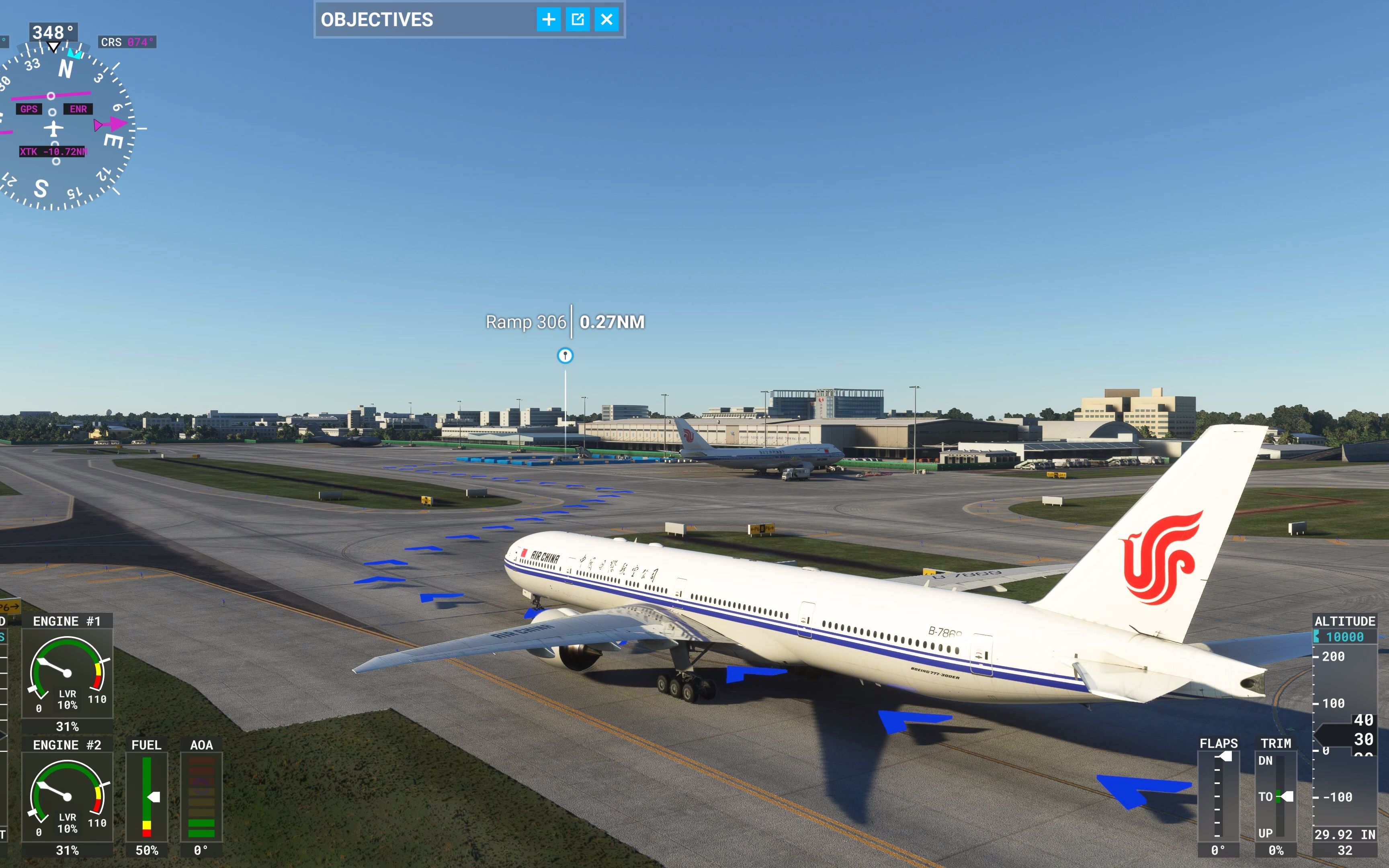 MFS微软模拟飞行 国航波音777-300 浦东PVG滑行