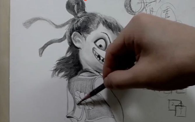 【素描教程】我是小妖怪,逍遥又自在。动漫角色素描绘制过程。哪吒!