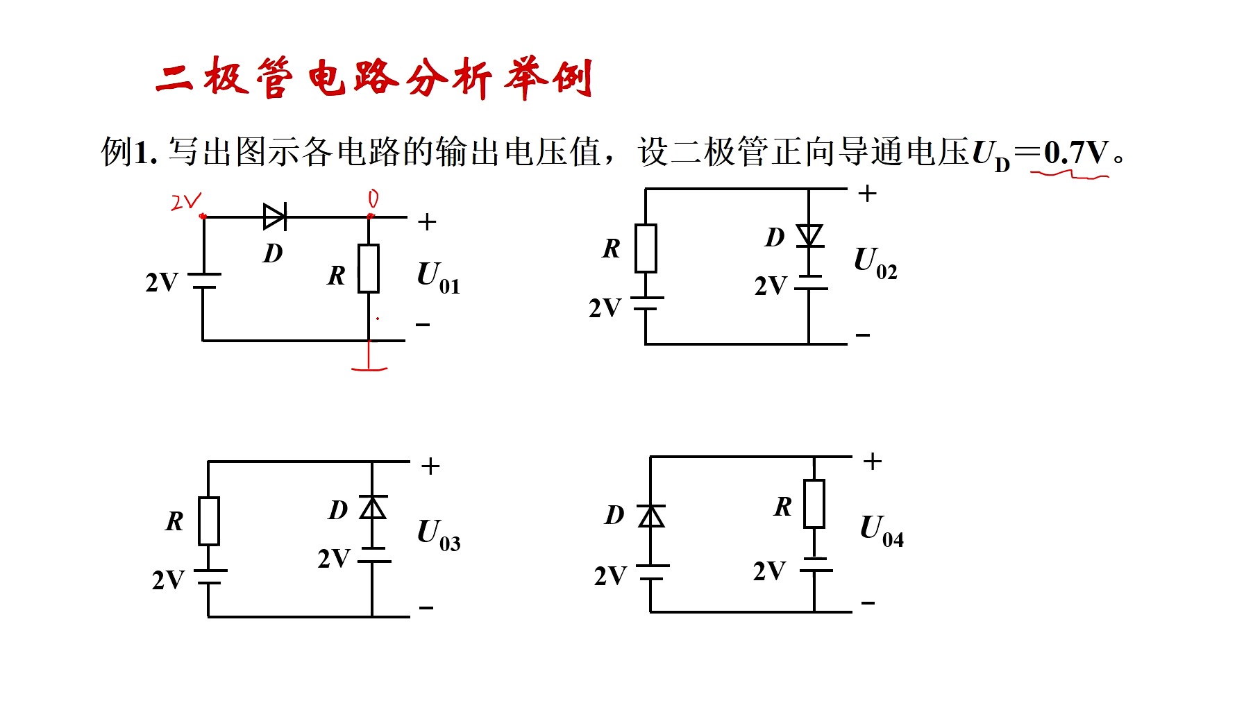 PN结单向导电性及二极管电路例题