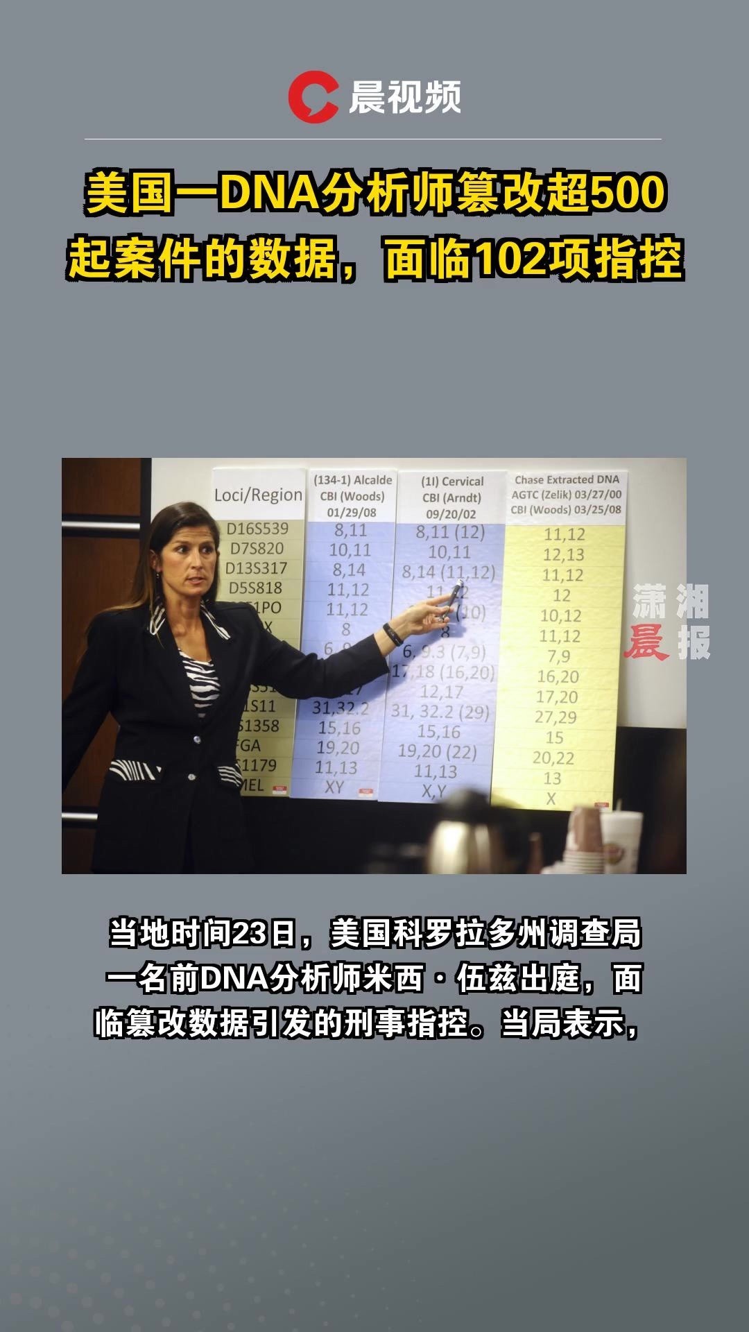 美国一DNA分析师篡改超500起案件的数据,面临102项指控
