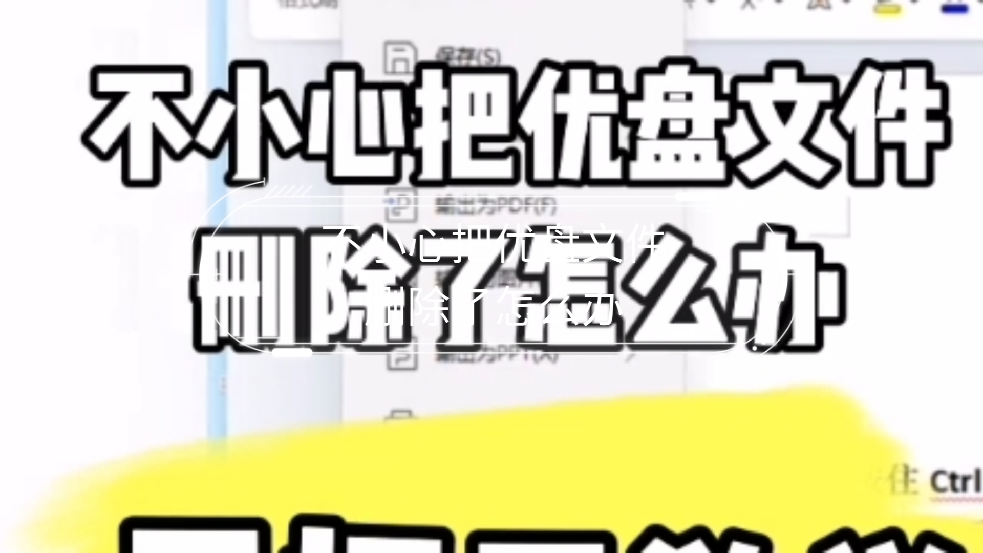 不小心把优盘文件删除了怎么办 #手把手教学 #WPS办公教学 #数据恢复