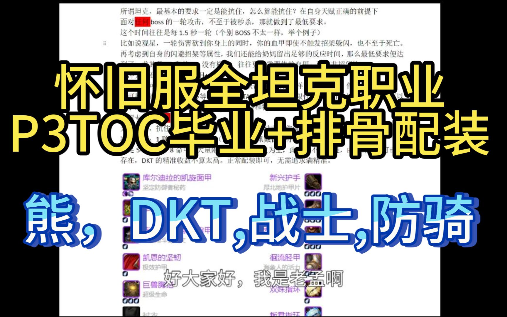 WLKTOCtank职业经济排骨配装+毕业配装(防骑,DKT,熊T,战士T)_哔哩...