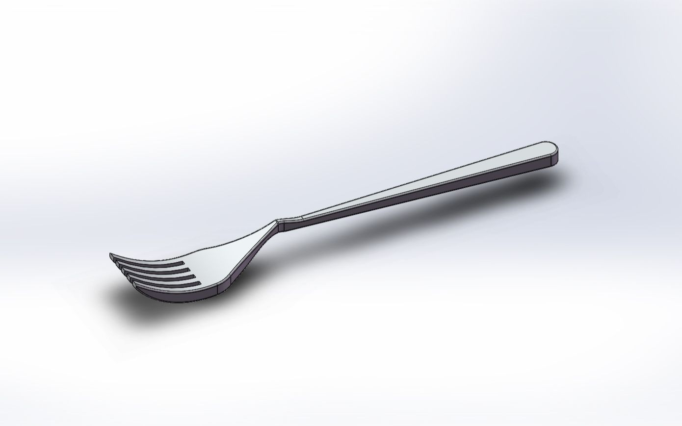 ...叉子,方法简单。3D模型 勺子绘画-拉伸/分割等特征命令SoildWorks