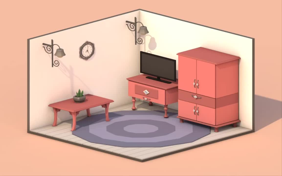 Low Poly Home C4d底多边形建模技巧-卡通温馨小家-实用教程,建议...