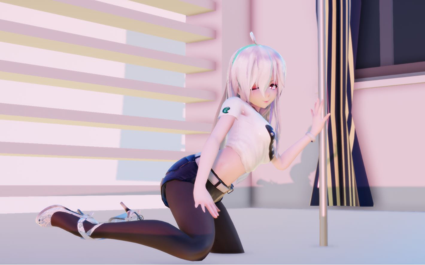 {4k/真实渲染}穿高跟黑丝的弱音真的有那么柔软吗?MMD柔美的钢管舞