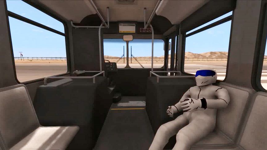 BeamNG:公共汽车里没系安全带的假人遭遇严重车祸,拟真车祸模拟