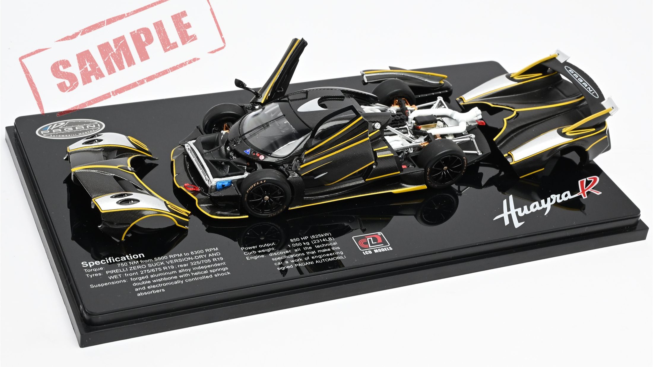 新配色!LCD 1:43 合金全开 Huayra R 装饰板样品模型