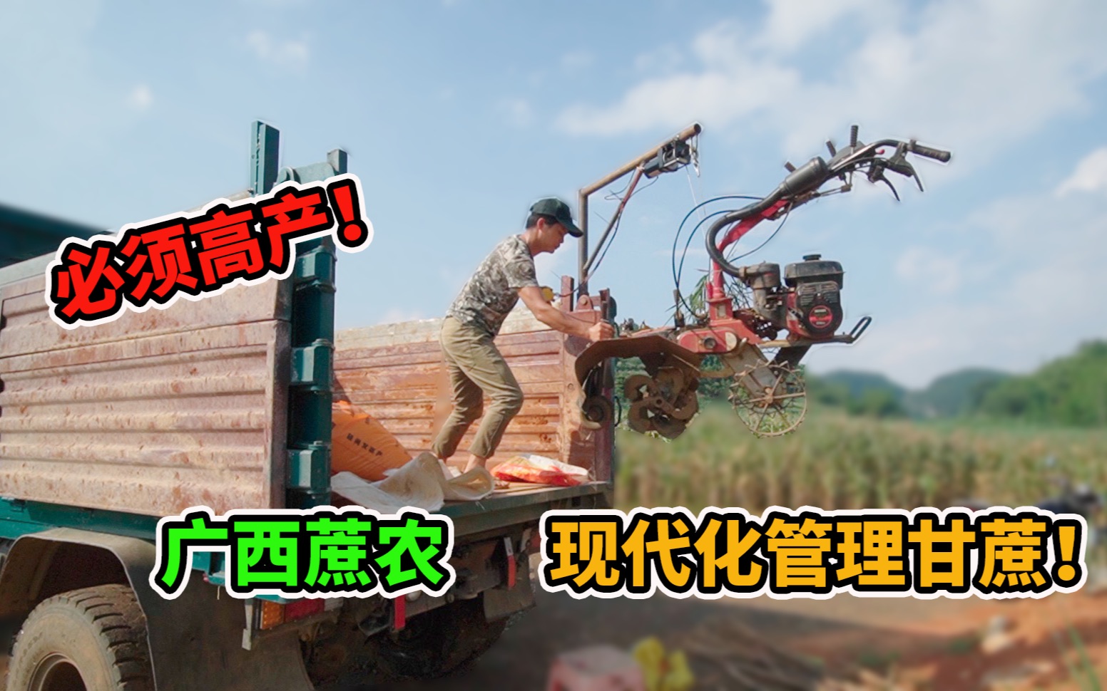 现代农民给甘蔗施肥,使用机械化管理,今年不增产都难!