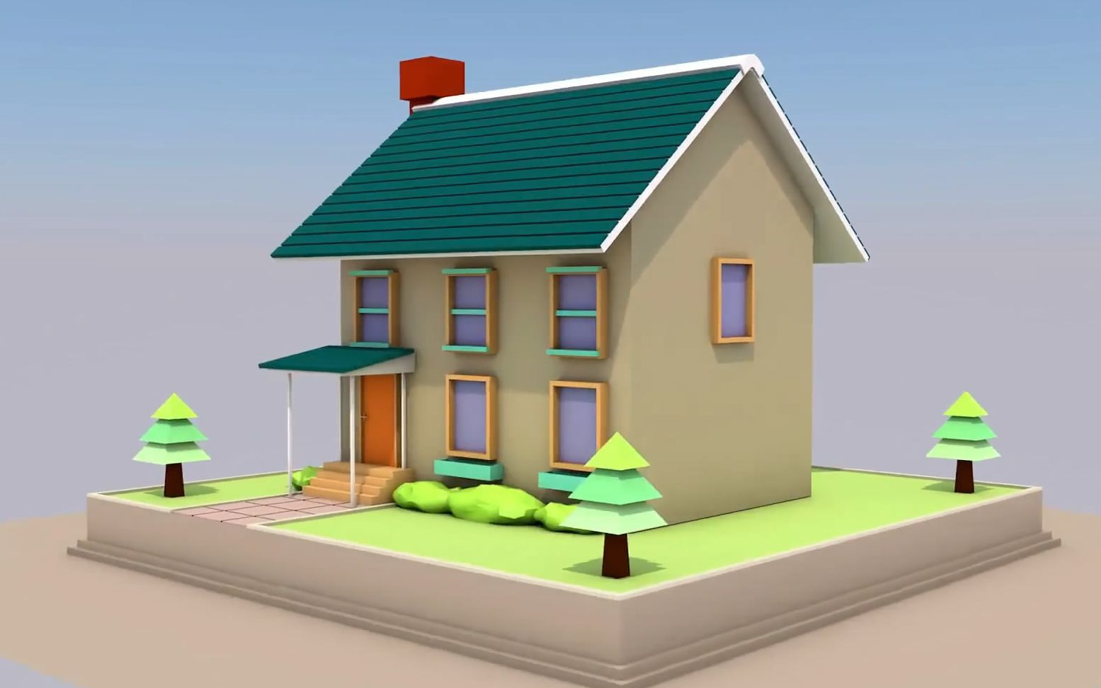 【C4D教程】用C4D软件制作一栋卡通房屋视频教程讲解