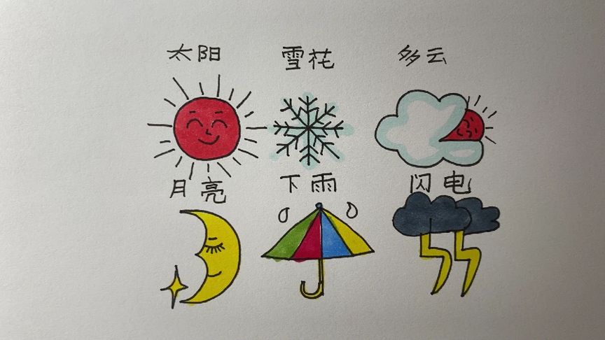 用012345画各种天气图案