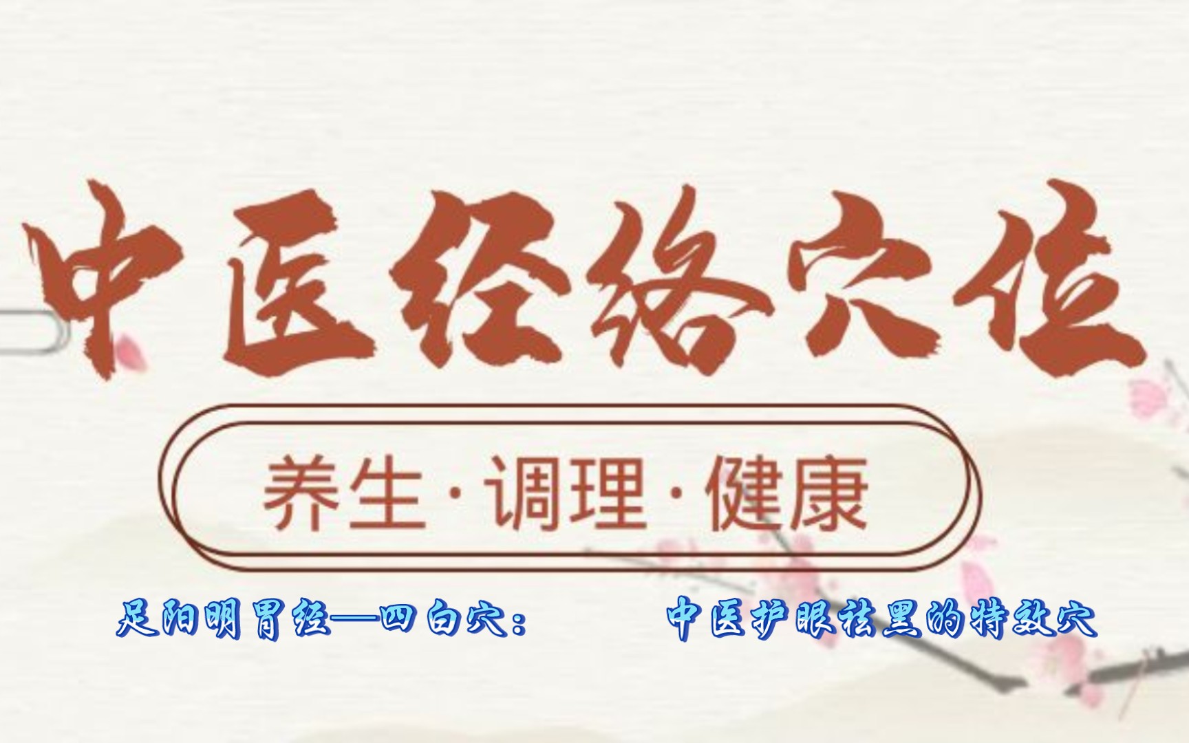 和我一起学中医之每日一穴足阳明胃经—四白穴中医护眼祛黑的特效穴