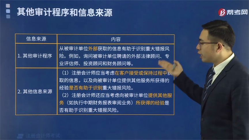 帮考网孙超凡老师带你熟记其他审计程序和信息来源分别包括哪些?