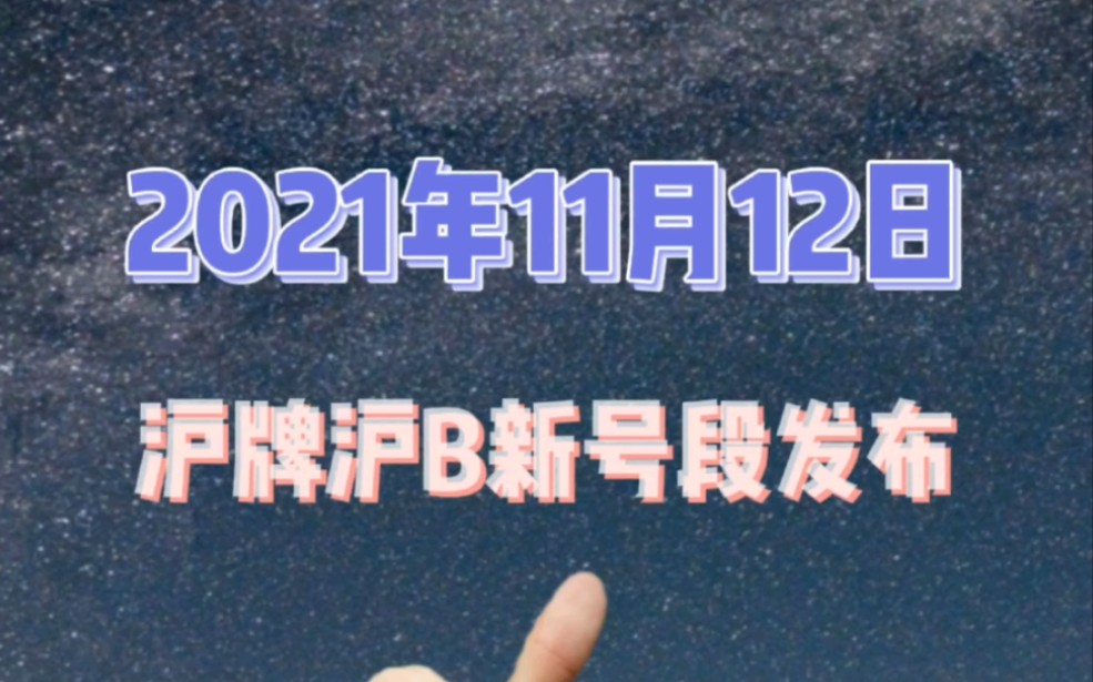 2021年11月12日沪牌沪B新号段发布